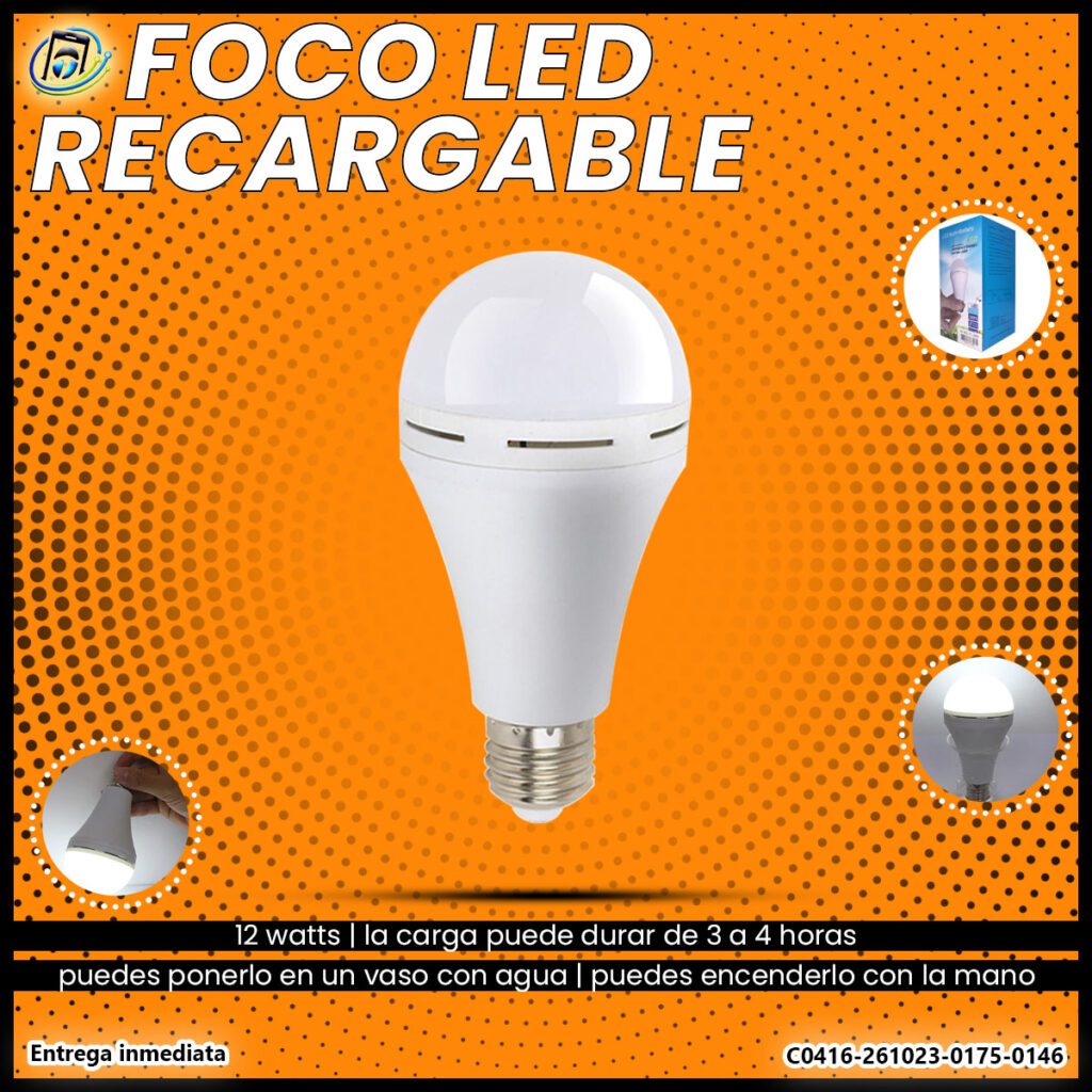 Foco Led Recargable de 12 Watts - Multiservicios ARETEC